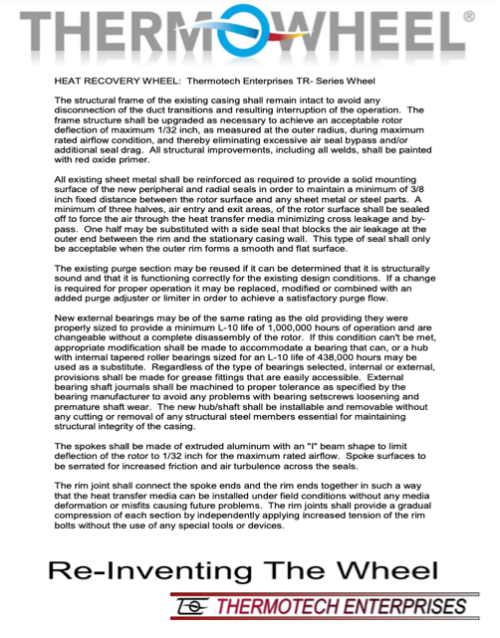 Thermotech TF| HVAC Energy Recovery | Enthalpy Recovery Wheels